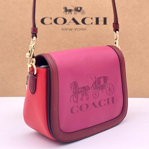 Coach | Bags | Coach Colorblock Violet Pebble Leather Horse Carriage ...